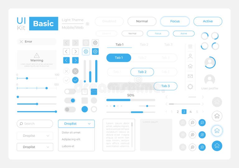 Basic System Settings UI Elements Kit Stock Vector - Illustration of ...