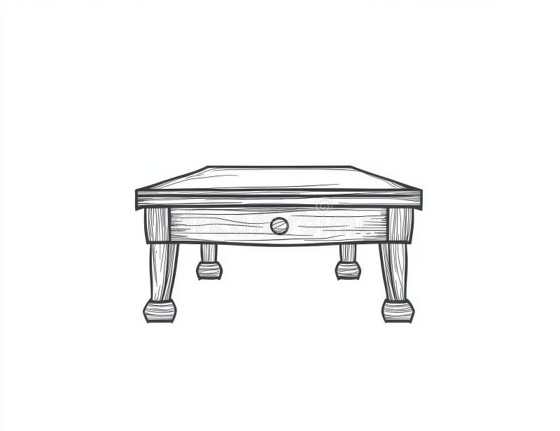 A Basic Table Rendered in 3D with an Outline Perspective and Dashed ...