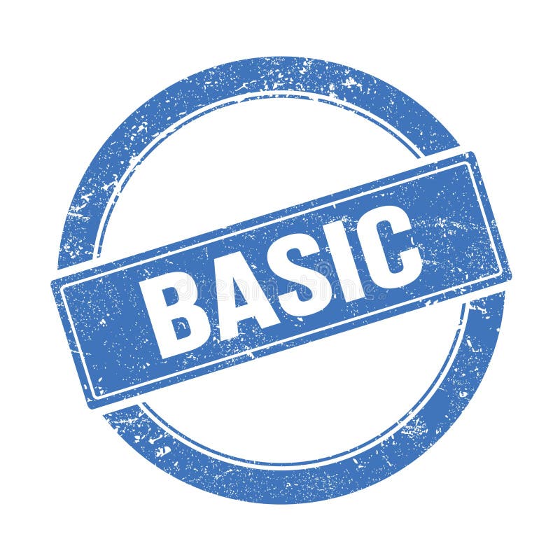 BASIC Text on Blue Grungy Round Stamp Stock Illustration - Illustration ...