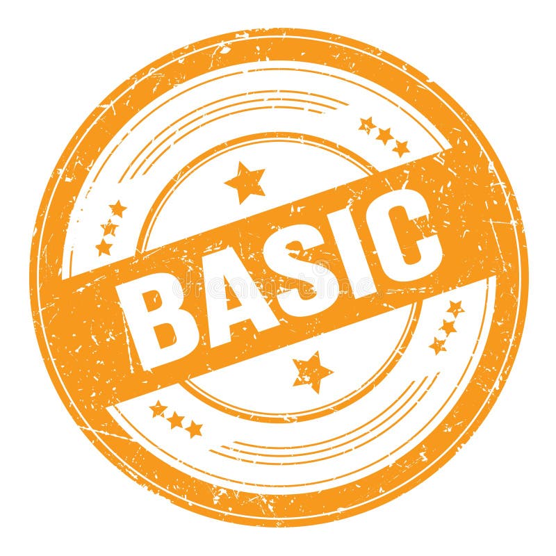 BASIC Text on Orange Round Grungy Stamp Stock Illustration ...