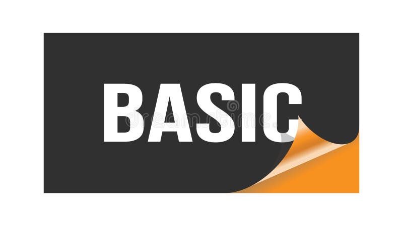 BASIC Text Written on Black Orange Sticker Stock Illustration ...