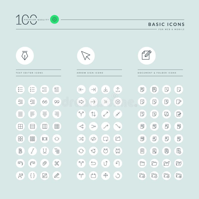 Thin Line Web Icons Collection for Website and App Design Stock Vector ...