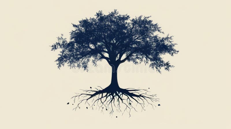 A Basic Tree Illustration with Visible Roots and Branches Stock Photo ...