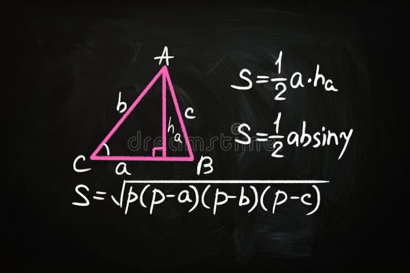 Basic Triangle Area Formulas Written on Chalkboard Stock Illustration ...