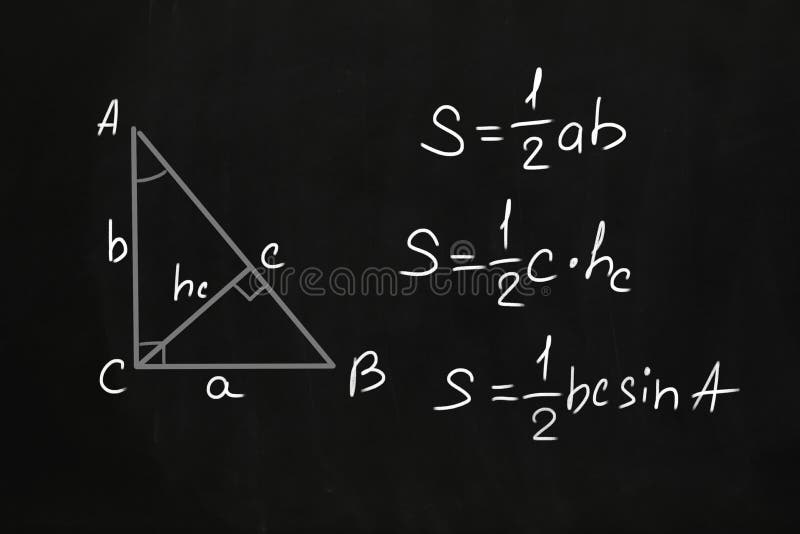 Basic Triangle Area Formulas Written on Chalkboard Stock Image - Image ...