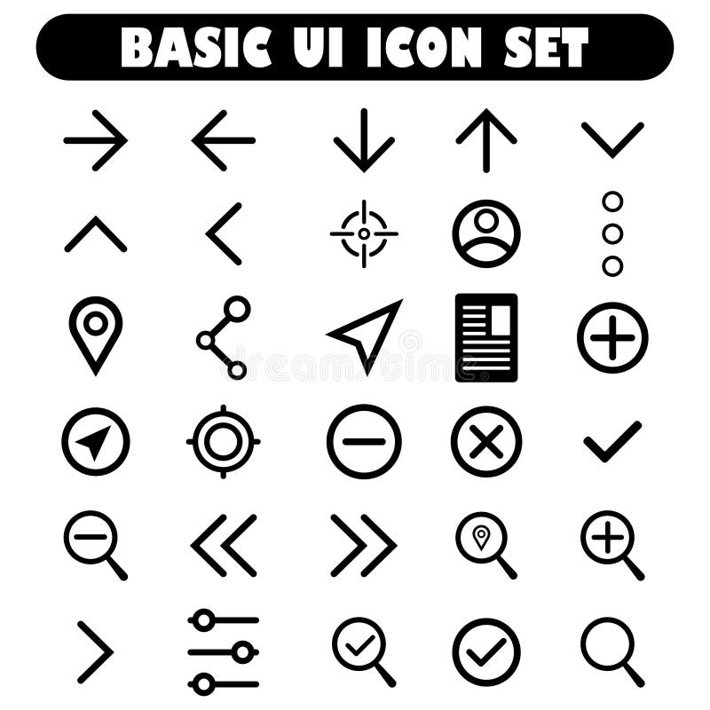 Basic ui icon set stock vector. Illustration of left - 217306334