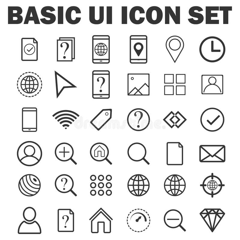 Basic Ui Icon Set Black and Blue Stock Vector - Illustration of next ...
