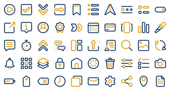 Basic User Interface Essential Set. Colored Outline Icon Set. User ...