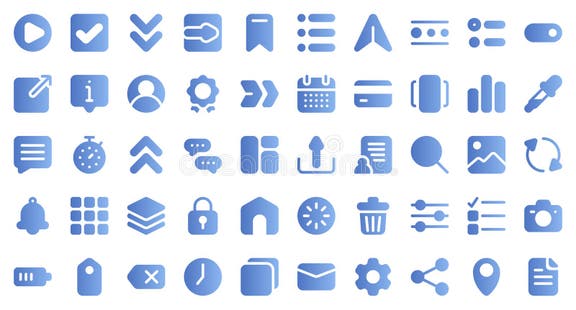 Basic User Interface Essential Set. Gradient Icon Set. User Interface ...