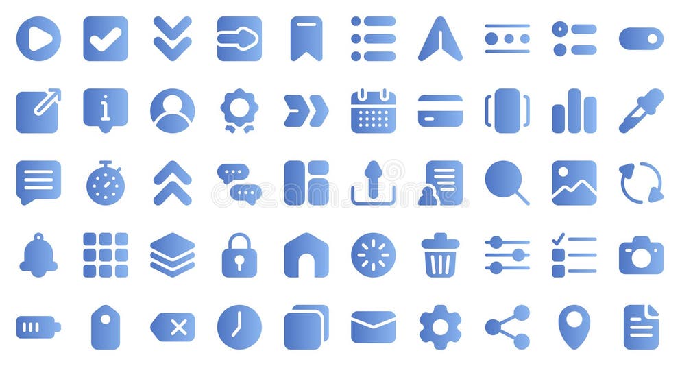 Basic User Interface Essential Set. Gradient Icon Set. User Interface ...