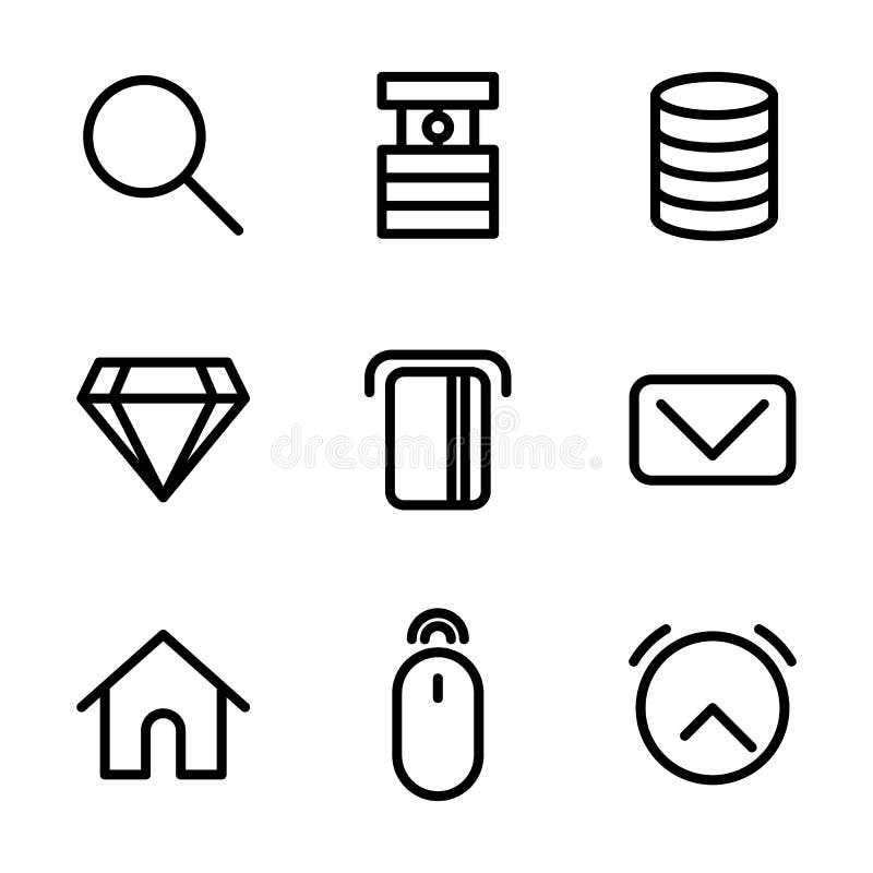 Basic User Interface Icon Set Outline Include Mouse Pointer Cursor Click Alarm Timer Clock