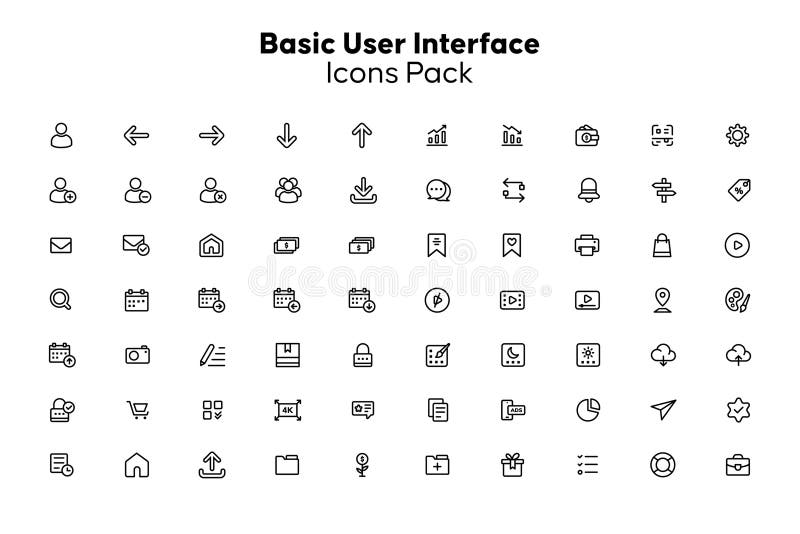70 High-quality Basic User Interface Icons Stock Illustration ...