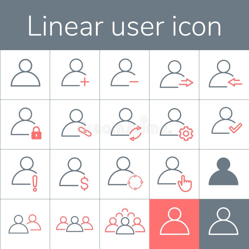 Basic User Line Icons Set. Linear Style Symbols Collection, Outline ...