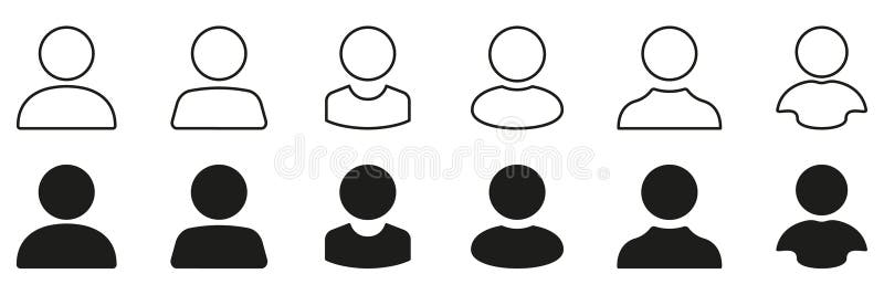 Basic User Profile Line Icon Set. Outline and Solid Person Symbols for ...