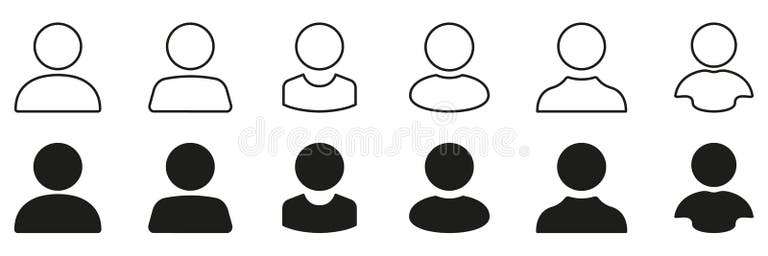 Basic User Profile Line Icon Set. Outline and Solid Person Symbols for ...