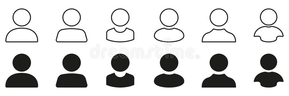Basic User Profile Line Icon Set. Outline and Solid Person Symbols for ...