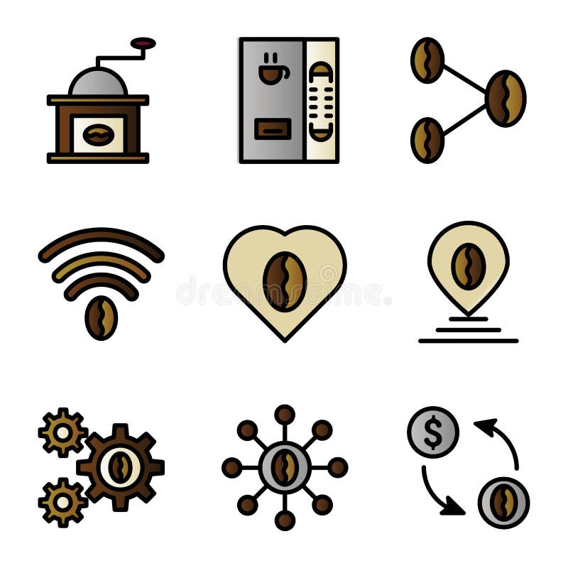 Basic Vector Coffee Icon Include Grinder, Cafe, Machine, Vending, Drink, Link, Restaurant, Pin ...