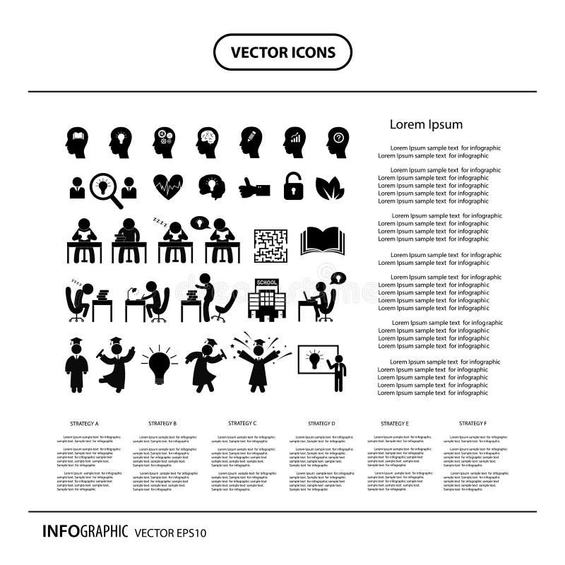 Vector Successful Study Icon Set Stock Vector - Illustration of exam ...