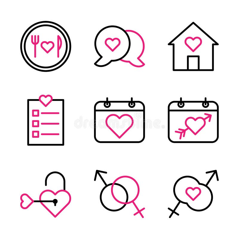 Basic Vector Wedding Icon Include Dinner,chat,home,date,calendar,key ...