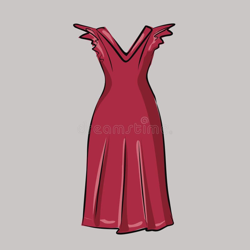 Basic Wardrobe. Elegant Red Dress. Garment, Closet, Clothing. Clothing ...