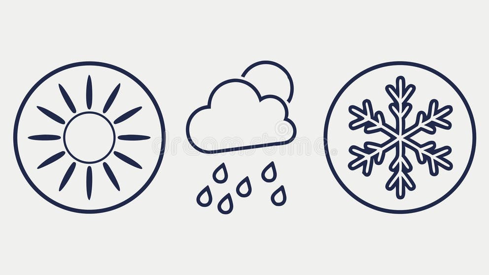 Basic Weather Condition Icons, Sun, Cloud, Snowflake, Vector Design ...