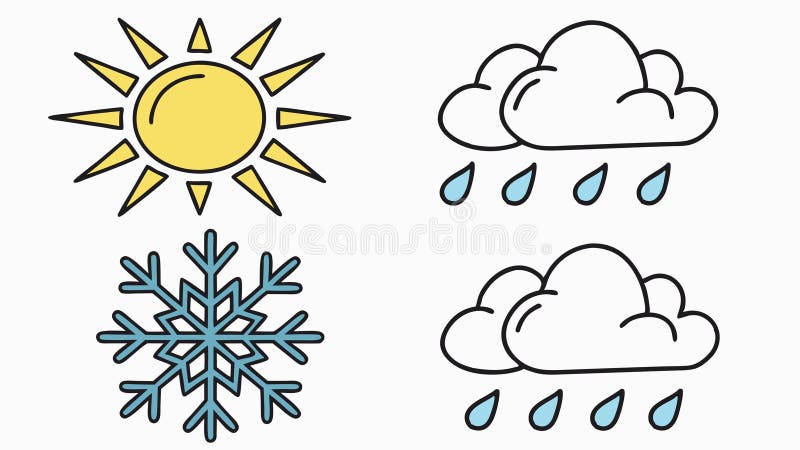 Common Weather Symbols Include Sun, Clouds, and Rain, Representing ...