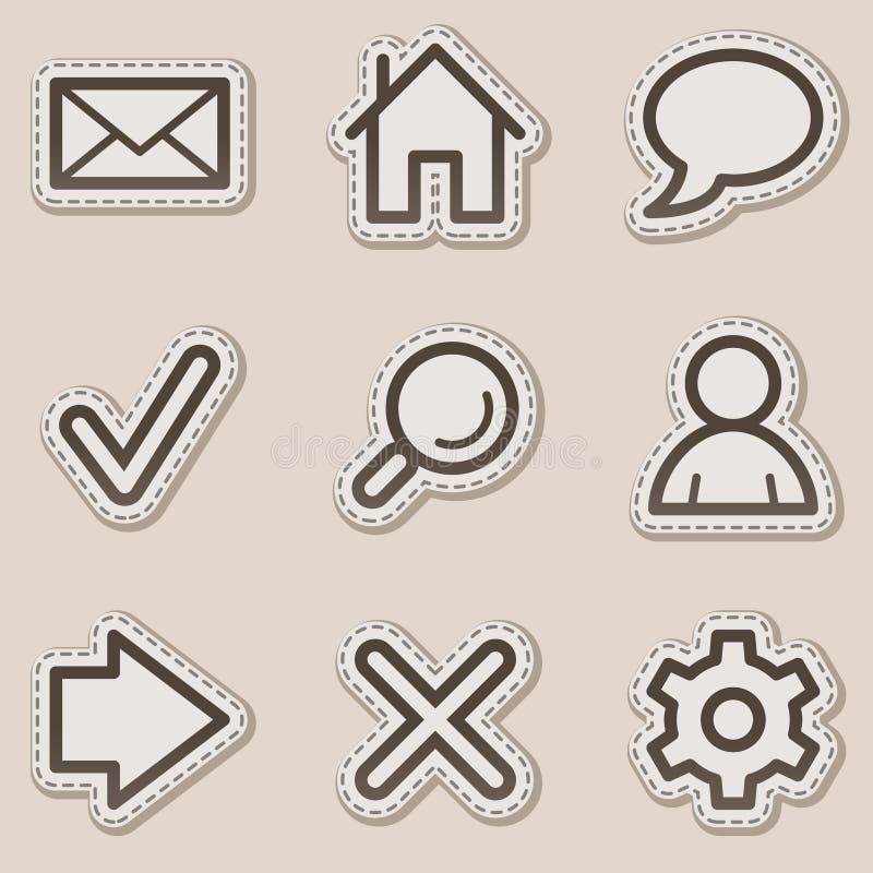 Basic Web Icons, Brown Contour Sticker Series Stock Vector ...