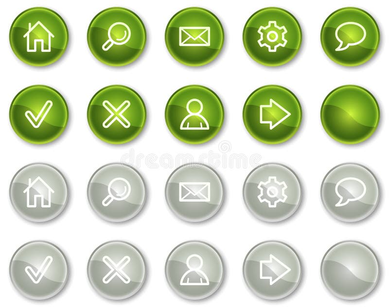 Basic Web Icons, Green and Grey Circle Buttons Stock Vector ...