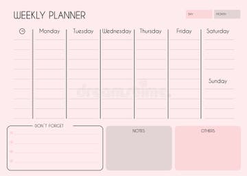 Basic weekly planner stock vector. Illustration of students - 275426762