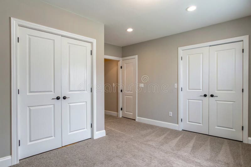 Basic White Interior Doors in Minimalist Room Stock Illustration ...