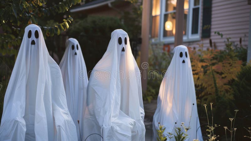 Basic White Sheet Ghost Decorations for Halloween Stock Illustration ...