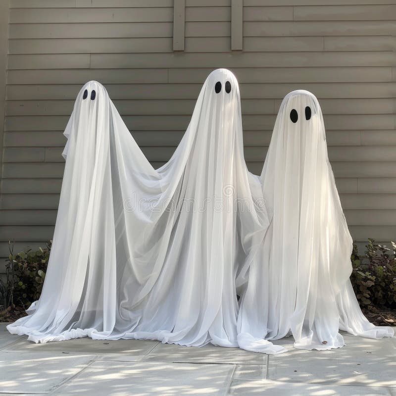 Basic White Sheet Ghost Props for Halloween Display Stock Illustration ...