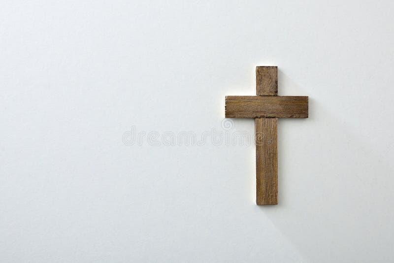 Basic Wooden Christian Cross Isolated on a White Table Stock Photo ...