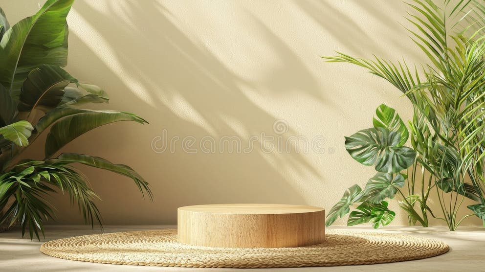 A Basic Wooden Platform in an Indoor Setting Illuminated by Sunlight ...