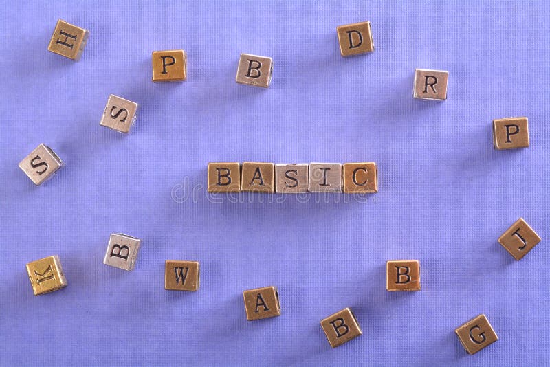 Basic word metal block stock image. Image of educational - 122631461