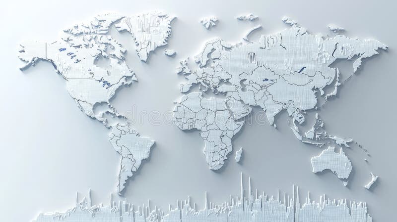 A Basic World Map Displaying Rising and Falling Graph Lines, Indicating ...