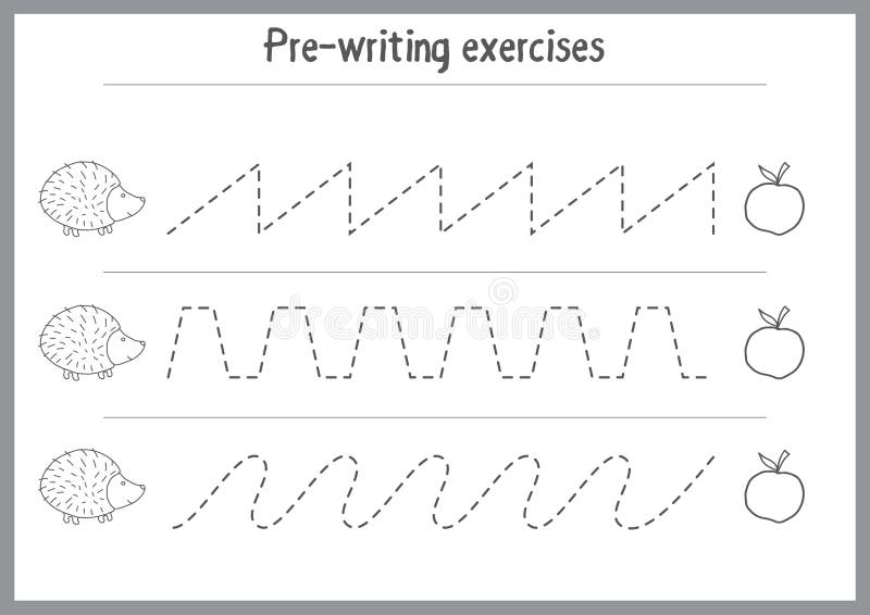 Basic Writing Exercises. Trace Line Worksheets for Children. Preschool ...