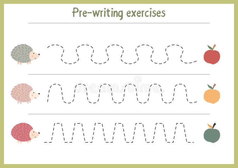 Basic Writing Exercises. Trace Line Worksheets for Children. Preschool ...