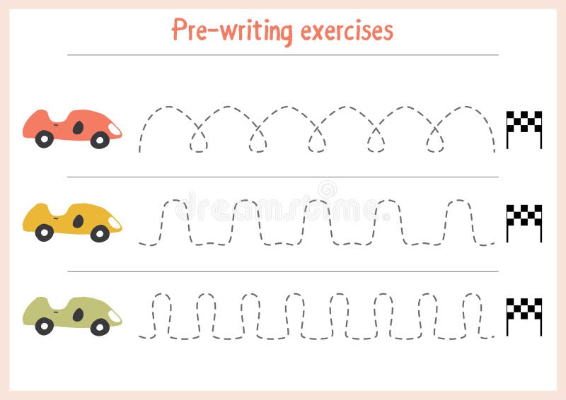 Basic Writing Exercises. Trace Line Worksheets for Children. Preschool ...