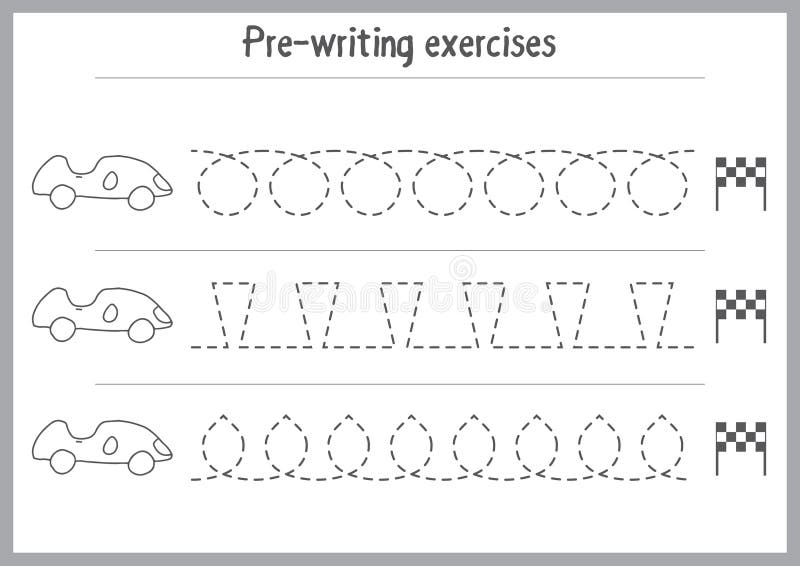 Basic Writing Exercises. Trace Line Worksheets for Children. Preschool ...
