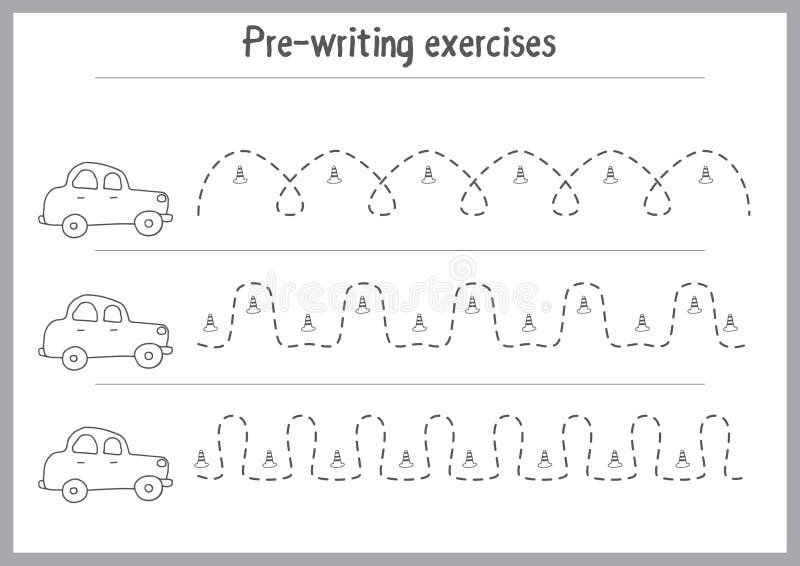 Basic Writing Exercises. Trace Line Worksheets for Children. Preschool ...