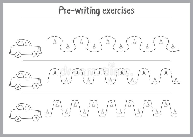 Basic Writing Exercises. Trace Line Worksheets for Children. Preschool ...