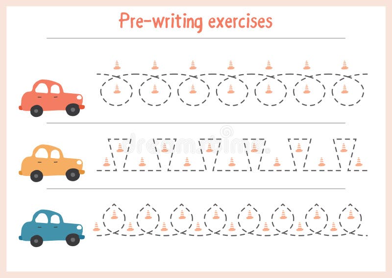 Basic Writing Exercises. Trace Line Worksheets for Children. Preschool ...