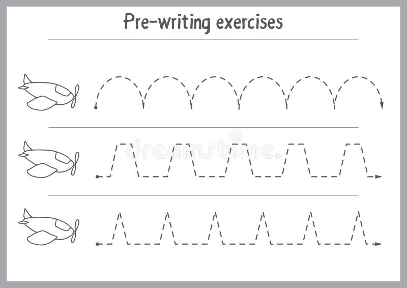 Basic Writing Exercises. Trace Line Worksheets for Children. Preschool ...