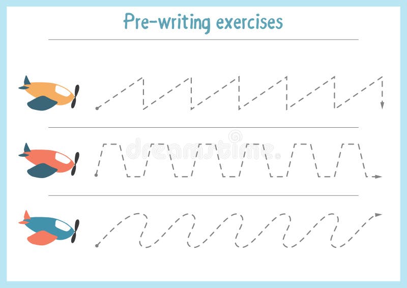Basic Writing Exercises. Trace Line Worksheets for Children. Preschool ...