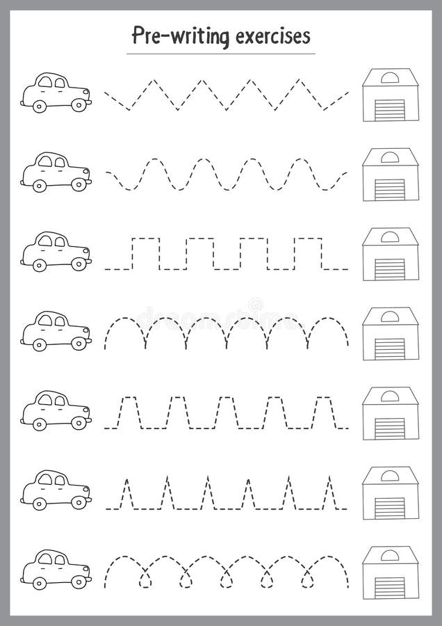Basic Writing Exercises. Trace Line Worksheets for Children. Preschool ...