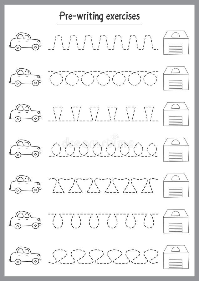 Basic Writing Exercises. Trace Line Worksheets for Children. Preschool ...