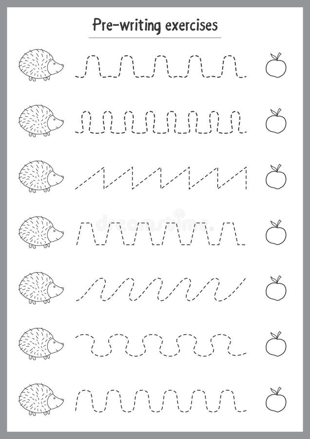 Basic Writing Exercises. Trace Line Worksheets for Children. Preschool ...