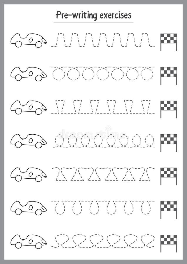 Basic Writing Exercises. Trace Line Worksheets for Children. Preschool ...