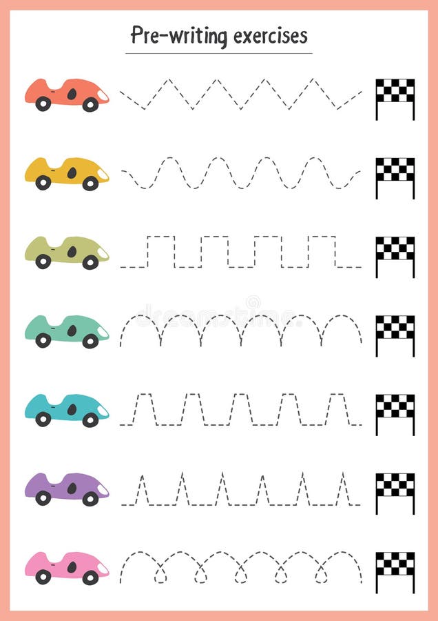 Basic Writing Exercises. Trace Line Worksheets for Children. Preschool ...